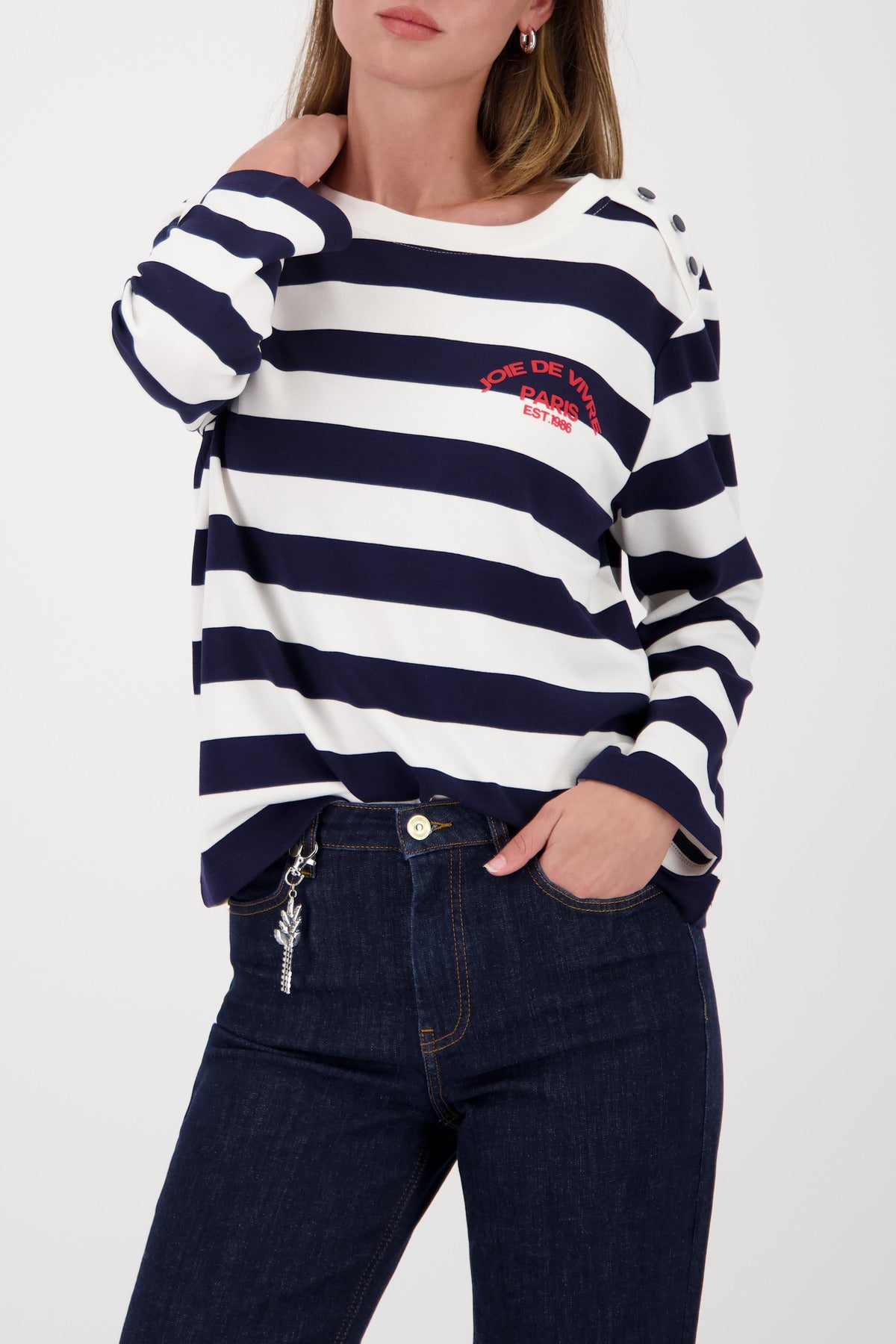 Monari Striped Sweatshirt - Navy and White – Laura's Collections