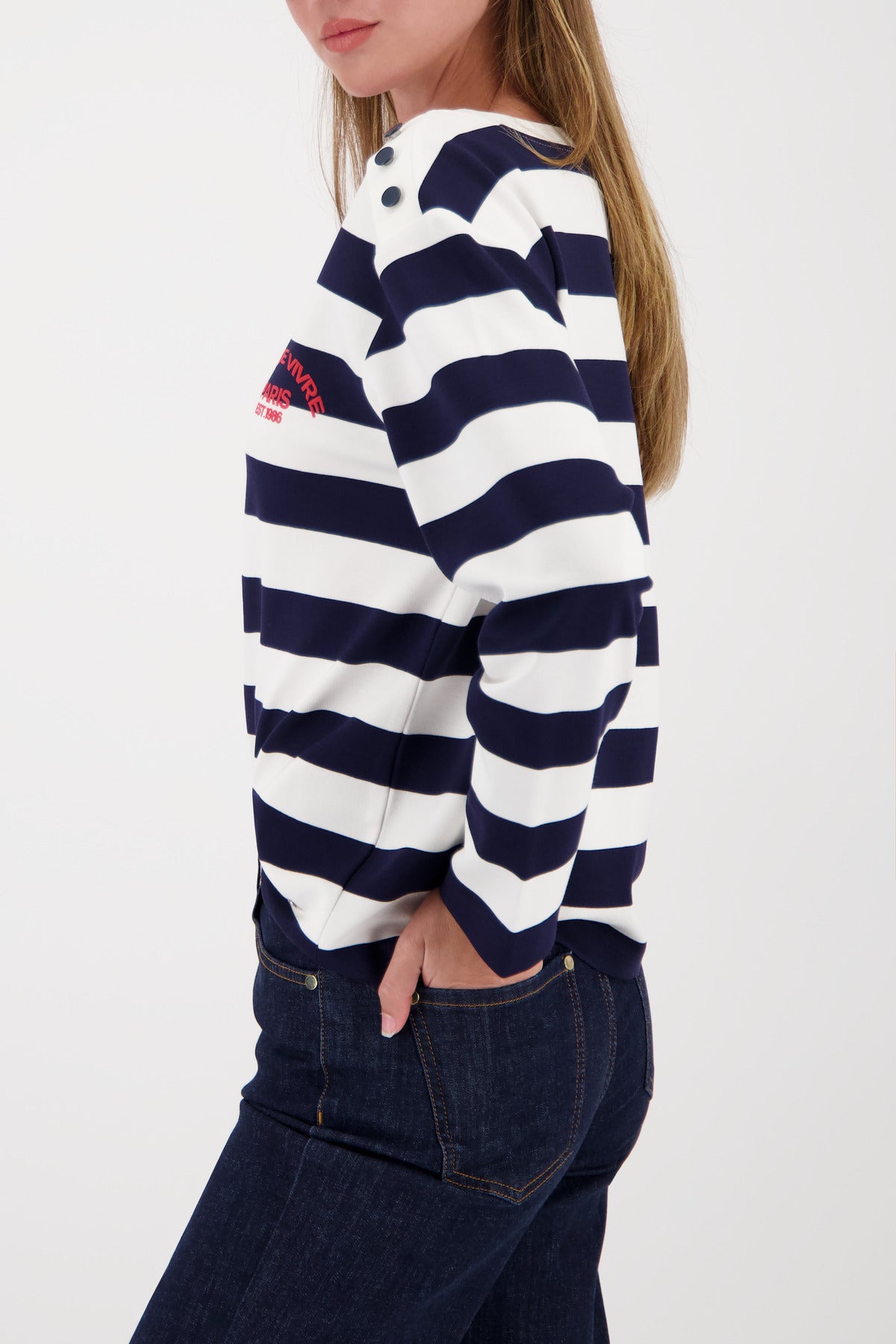 Monari Striped Sweatshirt - Navy and White – Laura's Collections