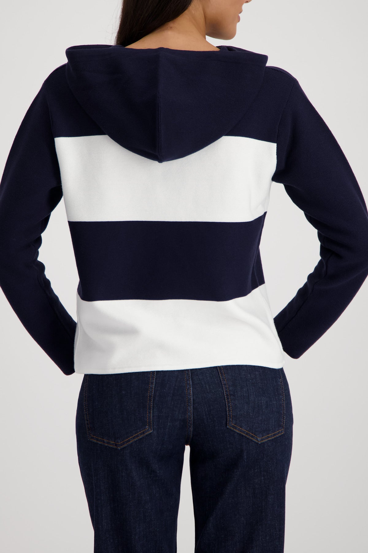 Monari Hooded Logo Jumper – Navy & White – Laura's Collections